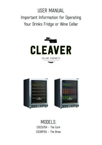 CLEAVER Manual Drinks & Wine Cellar 2022 – v2 | AGA Australia
